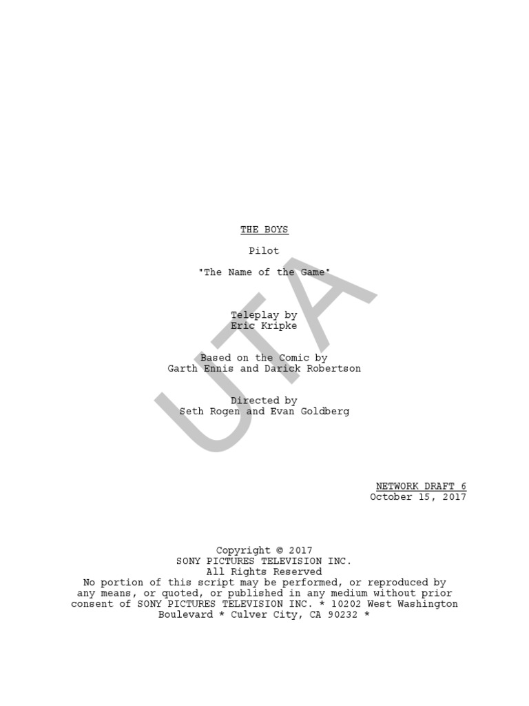 The Boys - Pilot - Screenplay | PDF