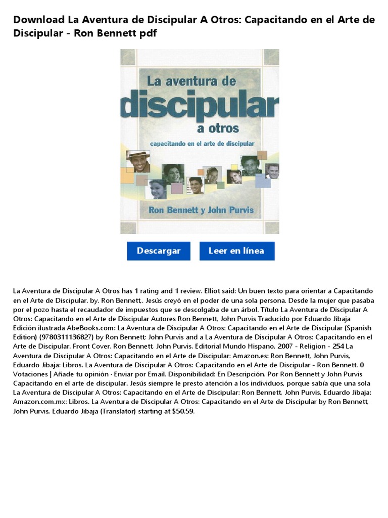 La Aventura de Discipular A Otros Capacitando en El Arte de Discipular ...