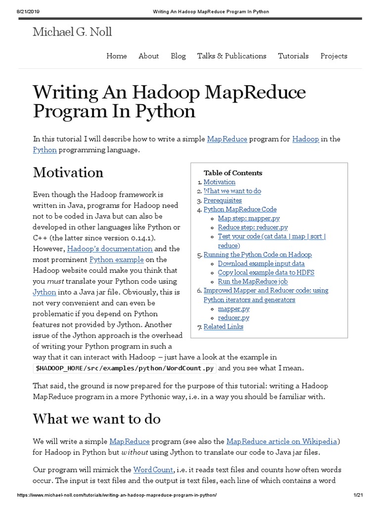 Writing An Hadoop MapReduce Program in Python | PDF | Apache Hadoop ...