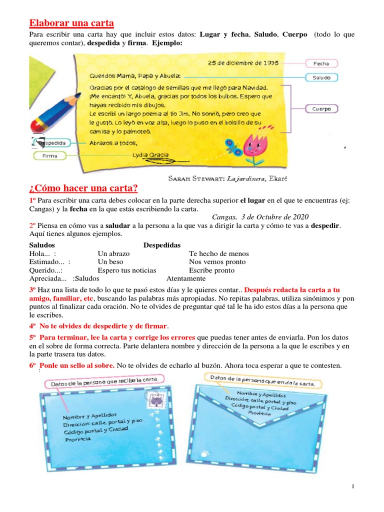 Cómo escribir una carta paso a paso | PDF | Artes del Lenguaje y ...