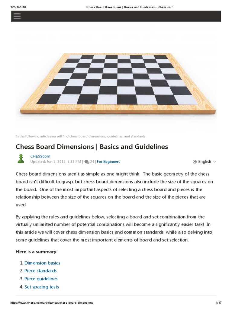 Chess Board Dimensions - Basics and Guidelines PDF | PDF | Chess ...