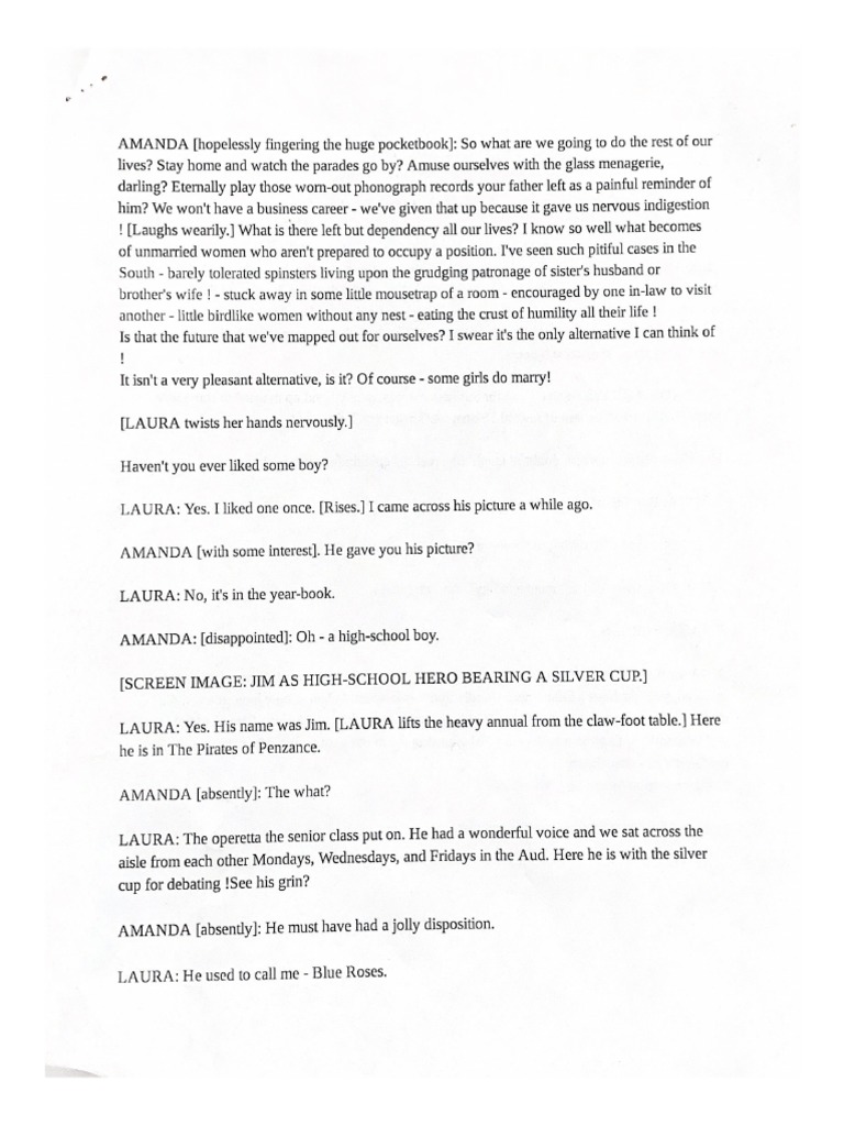 Script of Glass Menagerie Scene | PDF