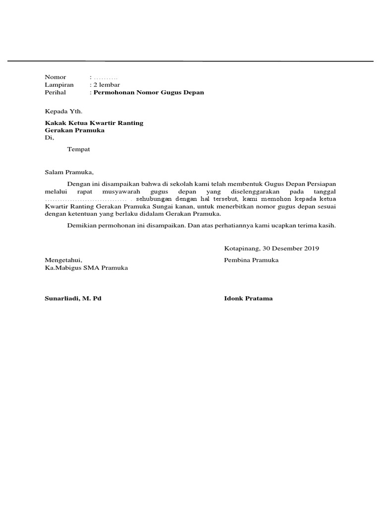 Surat Pengajuan Gudep | PDF