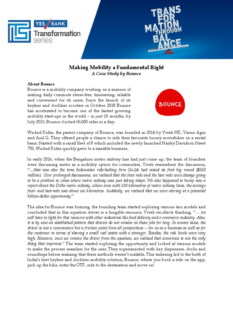 Bounce Case Study TS 2019 PDF | PDF | Transport | Business