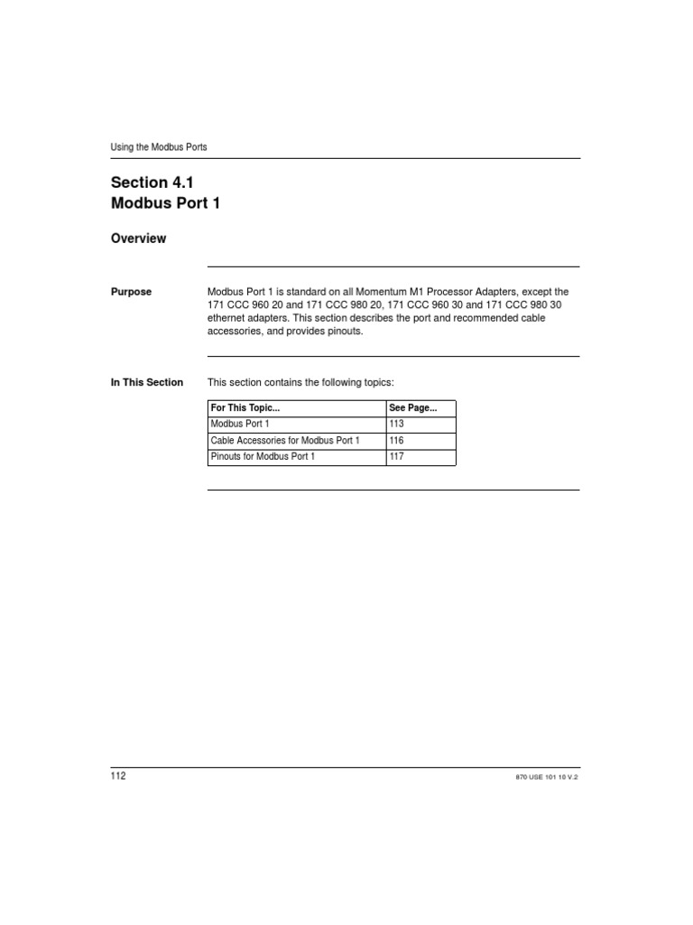 Modbus Ports Momentum | PDF | Electrical Connector | Physical Layer Protocols
