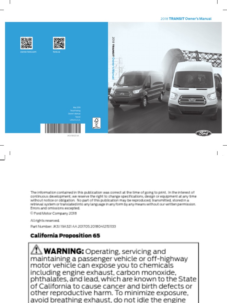 Ford Transit 2018 Owner's Manual PDF | PDF | Seat Belt | Vehicles