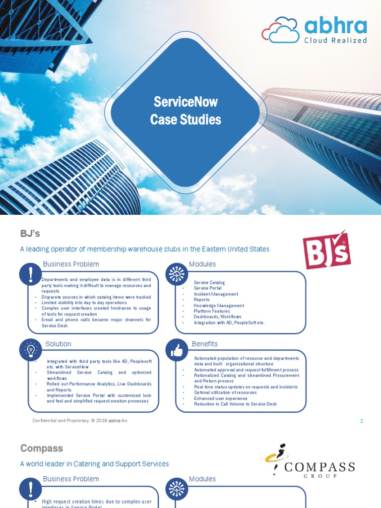 ServiceNow Case Studies - Abhra Inc | PDF | Itil | Cloud Computing