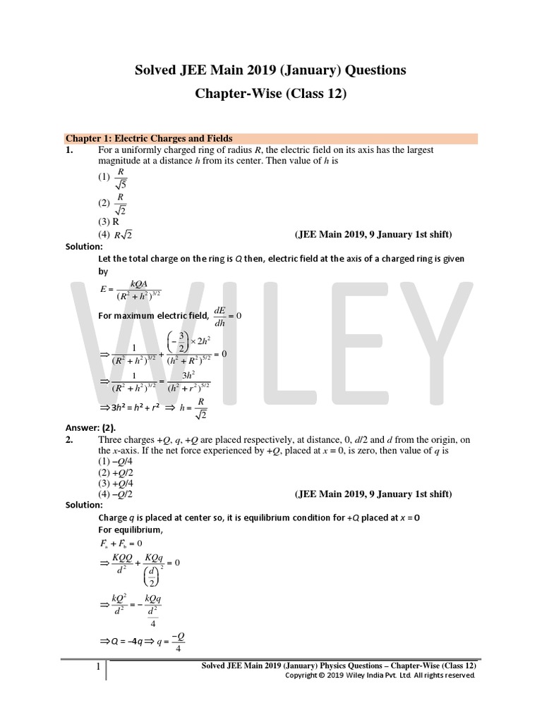 Productattachments Files Chapter-Wise Solved JEE Main 2019 January ...