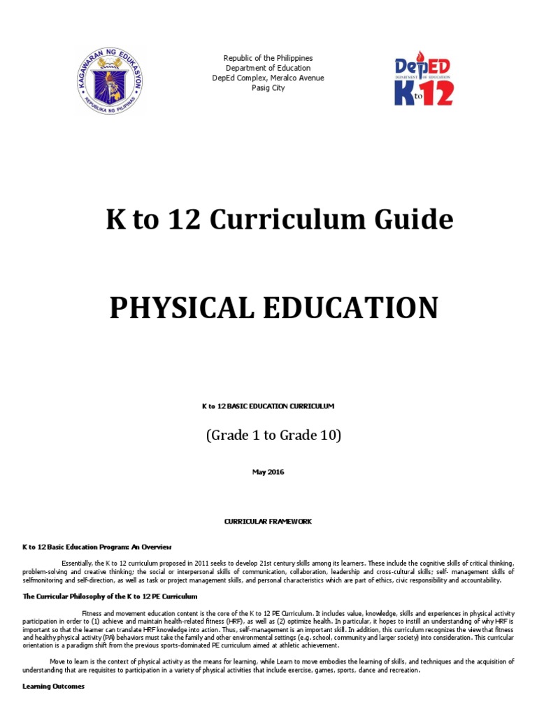 Pe CG | PDF | Physical Education | Curriculum