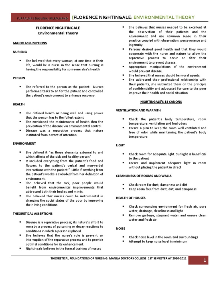 Florence Nightingale Handout | PDF | Florence Nightingale | Nursing