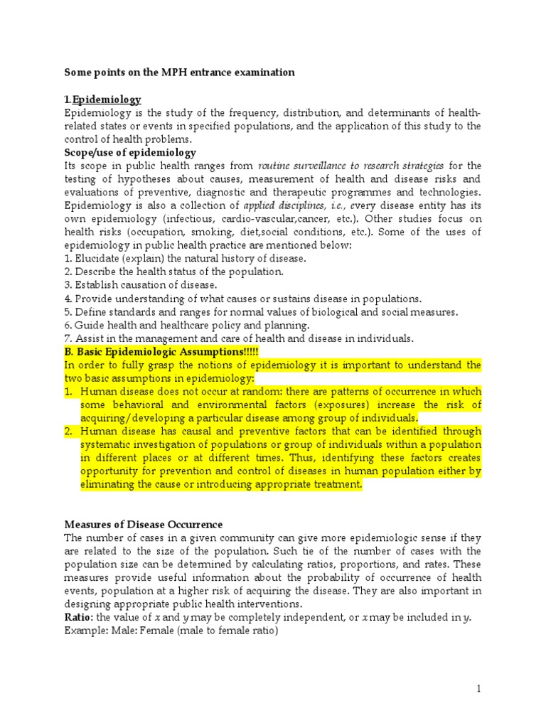 MPH Entrance Exam Overview and Insights | PDF | P Value | Epidemiology