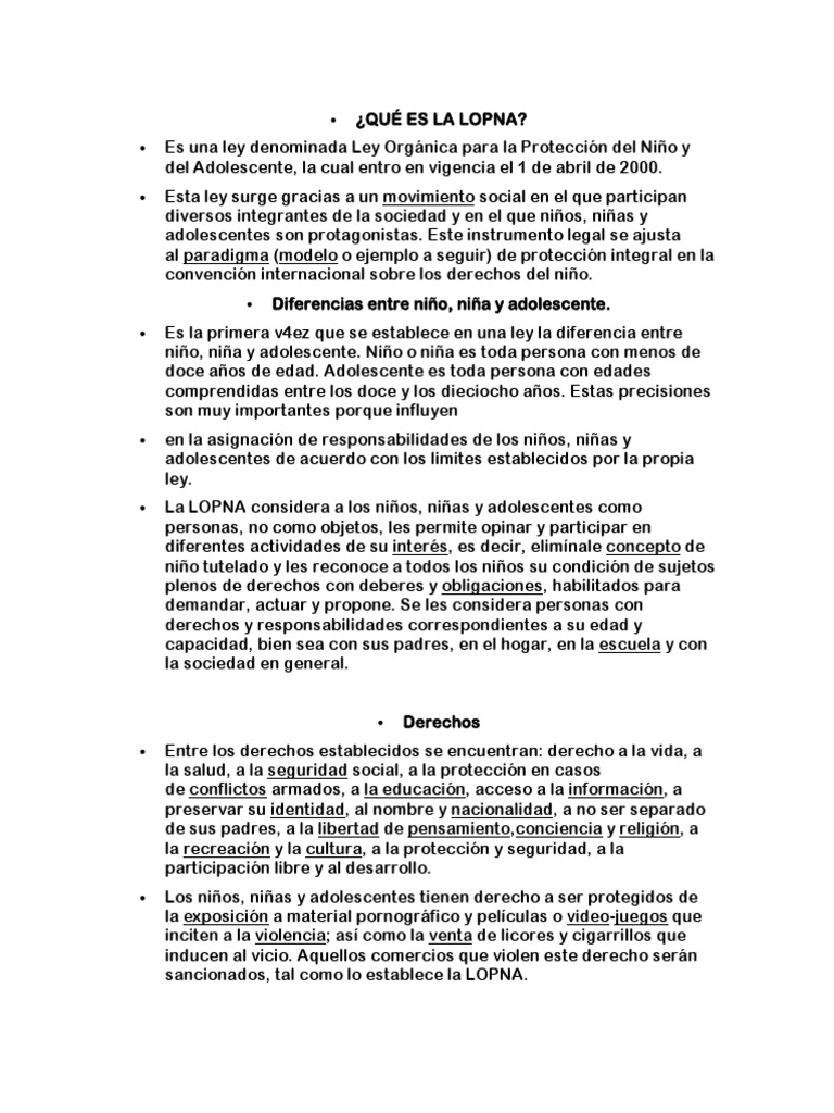Qué Es La Lopna | PDF | Invalidez | Derechos de los niños