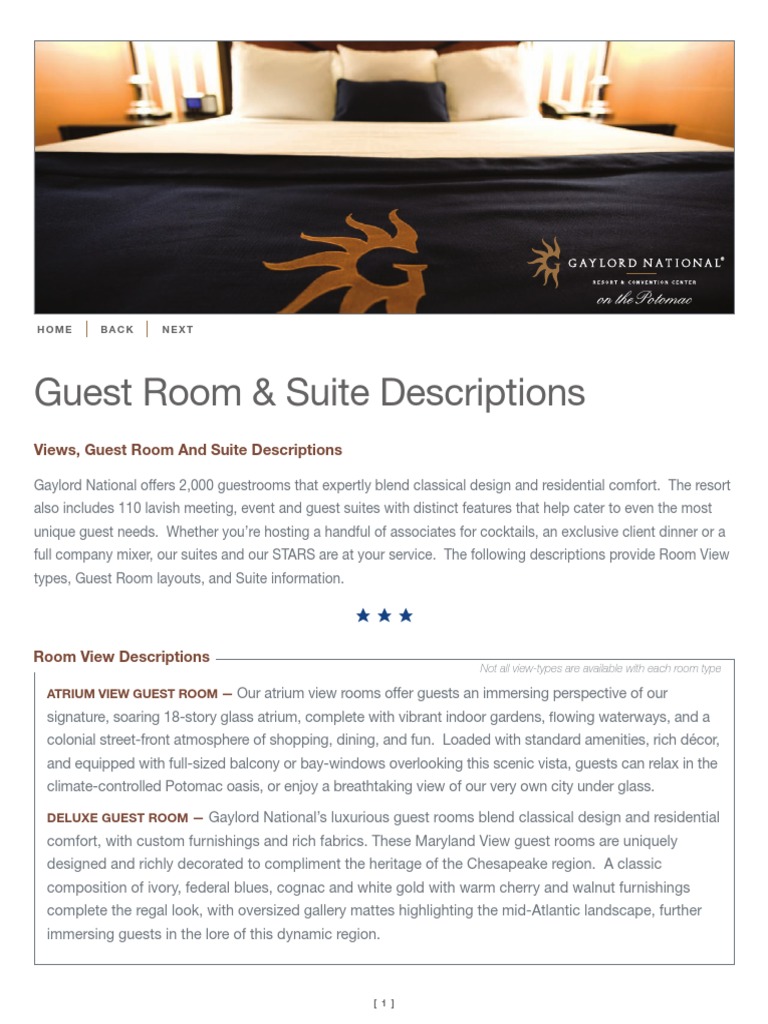 Gaylord National Harbor Suite Overview | PDF | Room | Bedroom