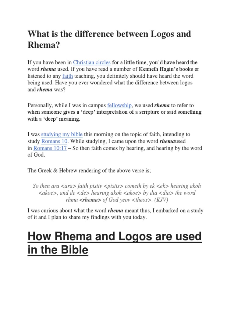 What Is The Difference Between Rhema and Logos Word | PDF | Logos ...