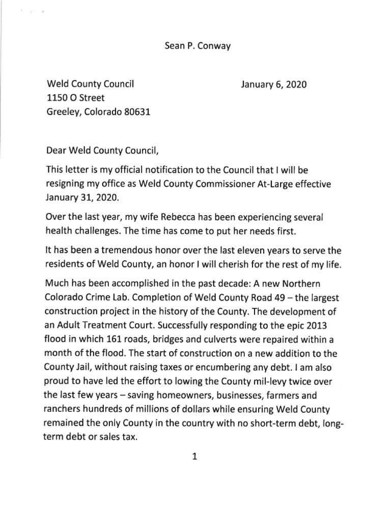 Conway Resignation Letter 1.6.20 | PDF