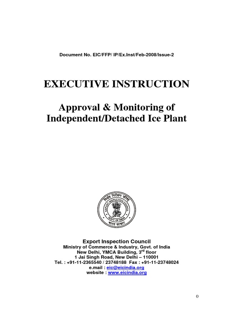 Executive Instructions for Ice Plants | PDF | Environmental Impact ...