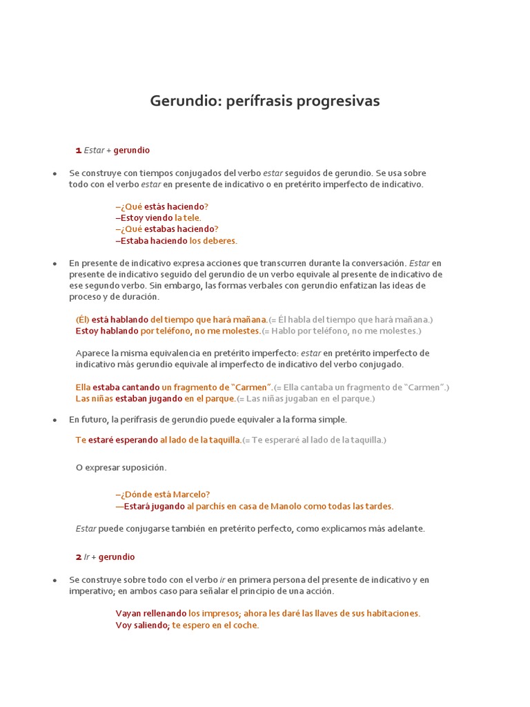 Perífrasis de Gerundio | PDF | Verbo | Relaciones sintácticas