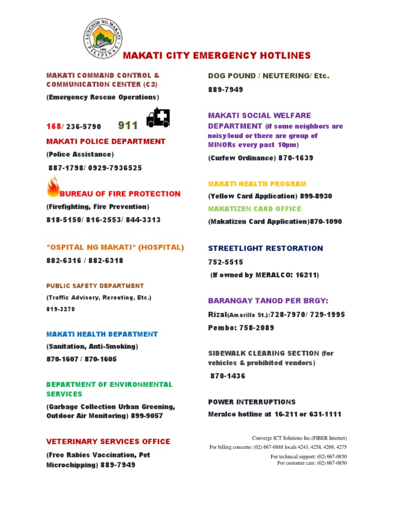 Makati Emergency Hotlines | PDF