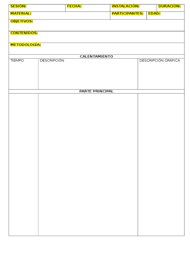 Ficha Sesiones Educacion Fisica | PDF Ficha Sesiones Educacion Fisica | PDF
