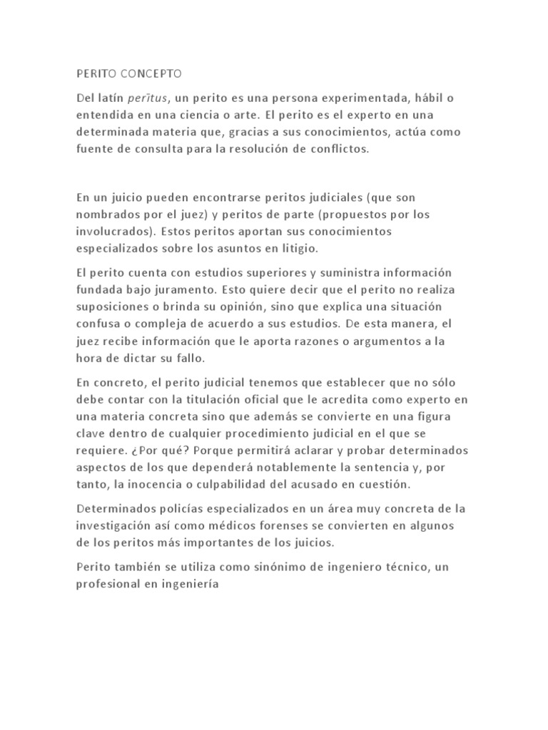 Definicion de Perito | PDF | Testigo experto | Epistemología