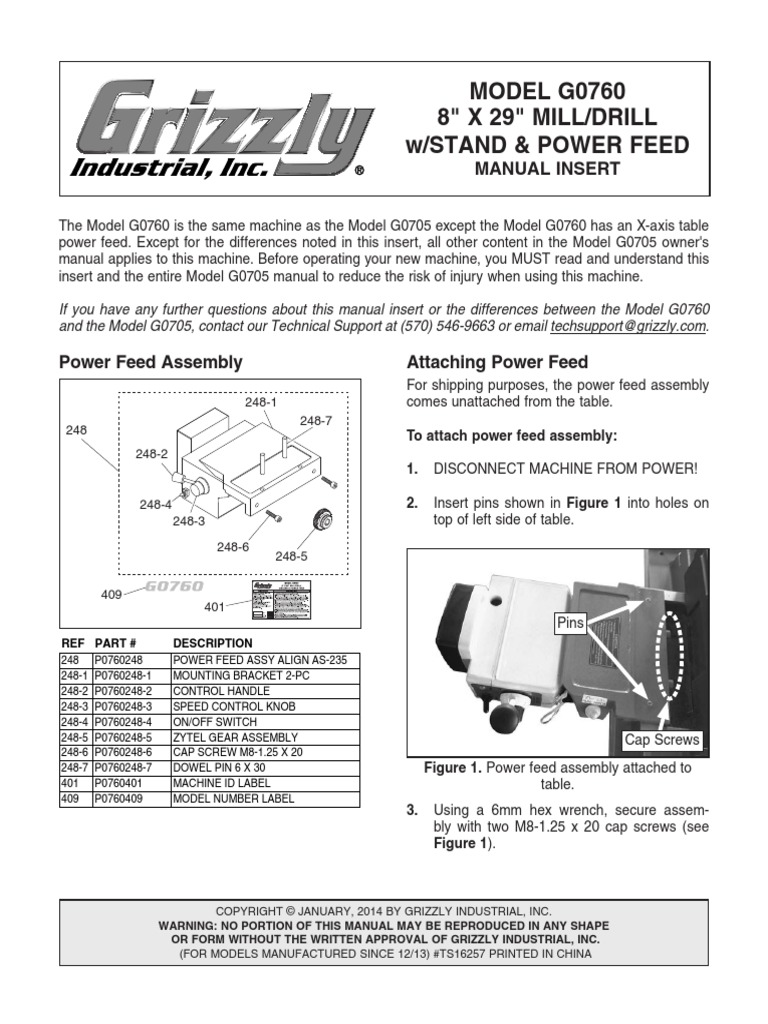 Grizzly G0760 Parts List | PDF | Belt (Mechanical) | Screw