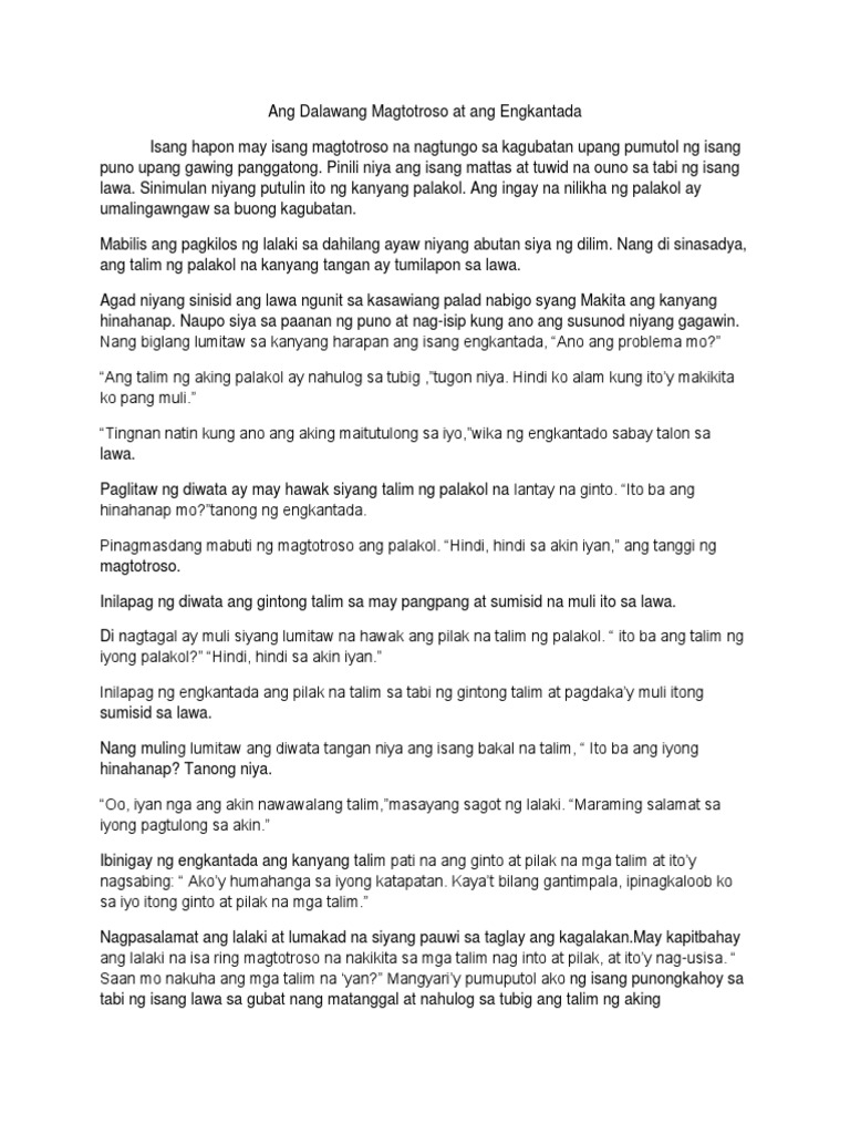 Ang Dalawang Magtotroso at Ang Engkantada | PDF