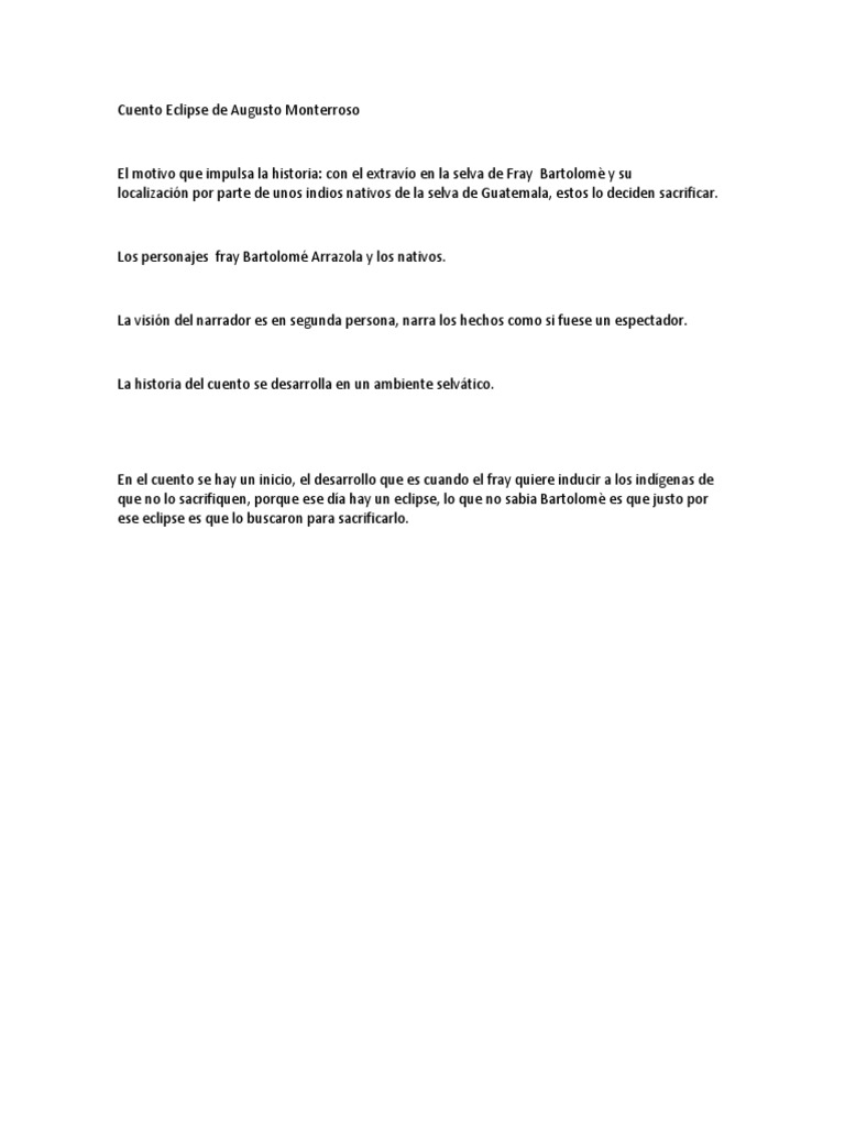 Cuento Eclipse de Augusto Monterroso | PDF