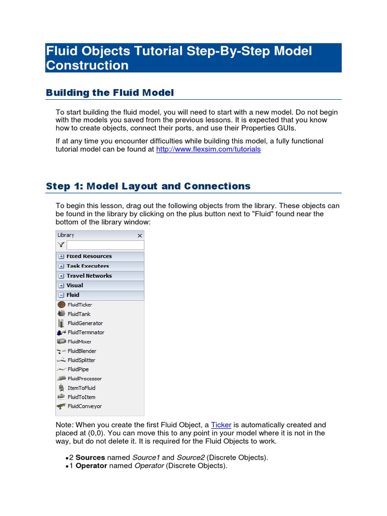 Flexsim - Fluid Objects Tutorial | PDF | Double Click | Parameter (Computer Programming)