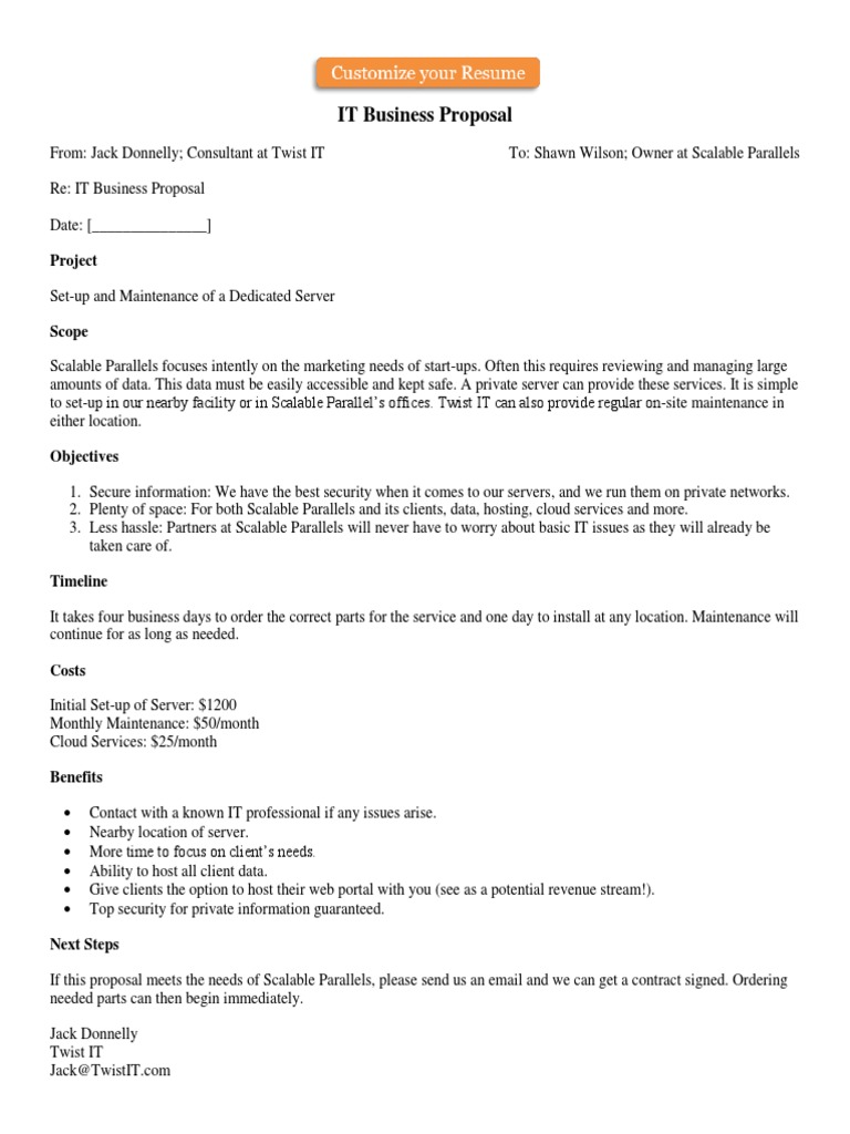 IT Business Proposal | PDF | Cloud Computing | Server (Computing)