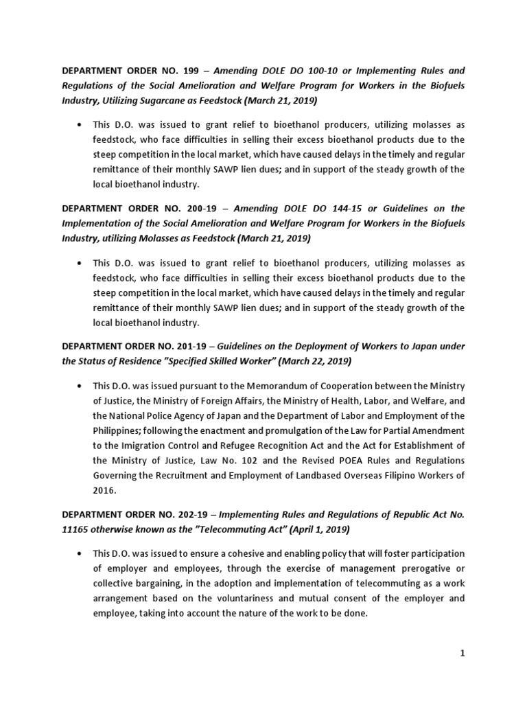 DOLE Issuances | PDF | Unemployment Benefits | Employment