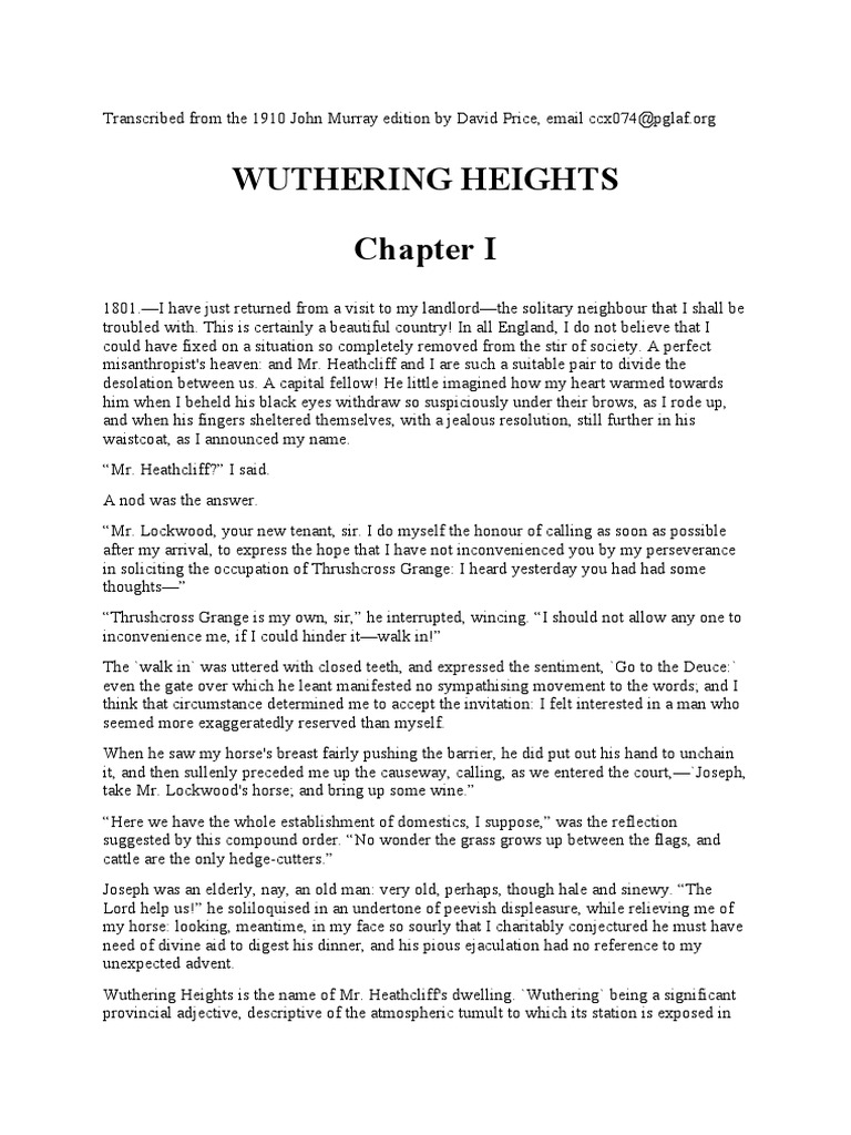 Wuthering Heights | PDF | Heathcliff (Wuthering Heights) | Wuthering ...