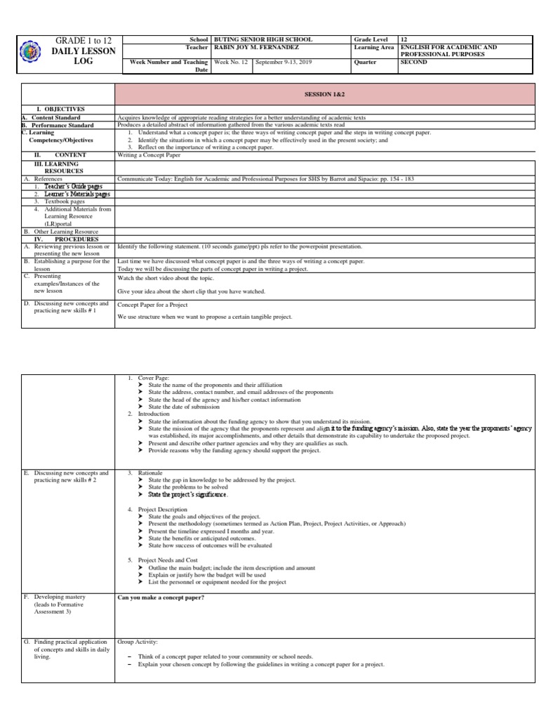 Writing a Concept Paper Guide | PDF | Concept | Learning