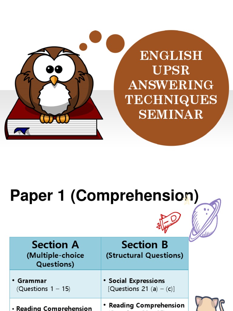 English UPSR Answering Techniques | PDF | Question | Reading Comprehension