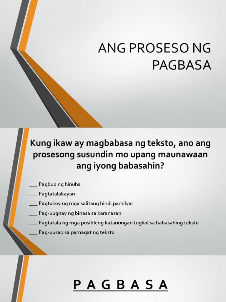 Ang Proseso NG Pagbasa | PDF