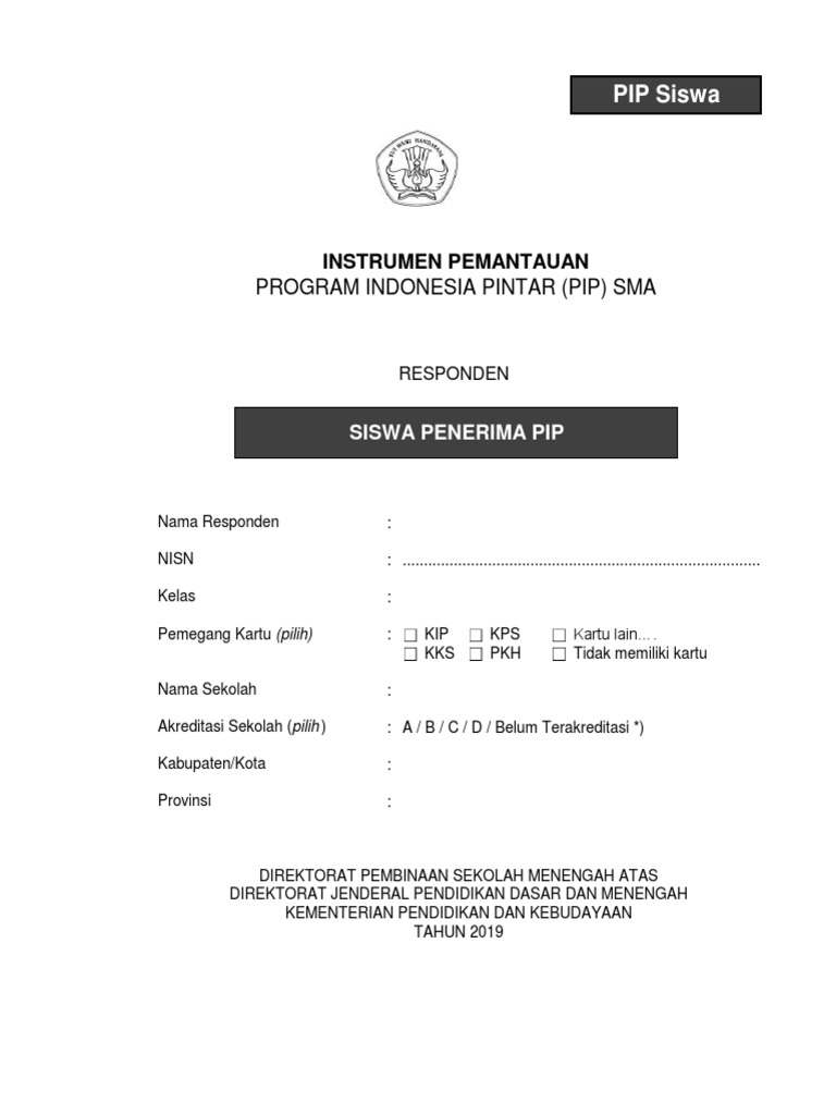 Instrumen PIP Siswa | PDF