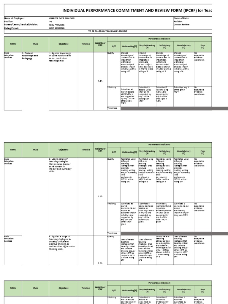 new-IPCRF For Teacher 1 DEPED | PDF | Educational Technology | Teachers