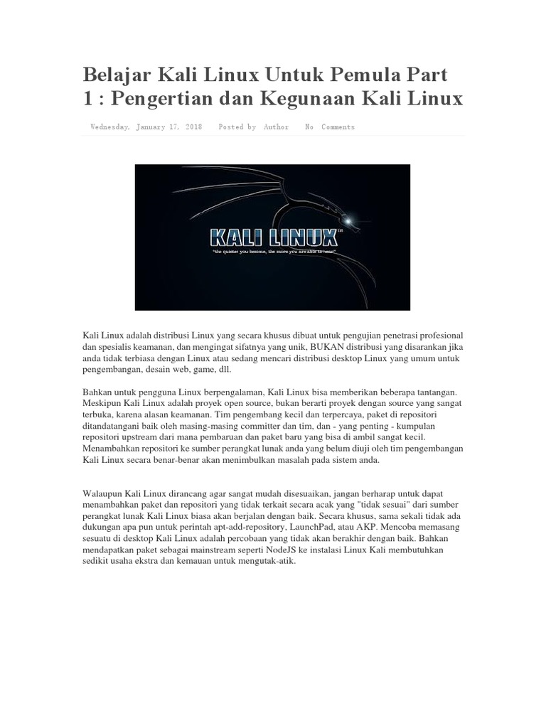 Belajar Kali Linux Untuk Pemula Part 1 | PDF