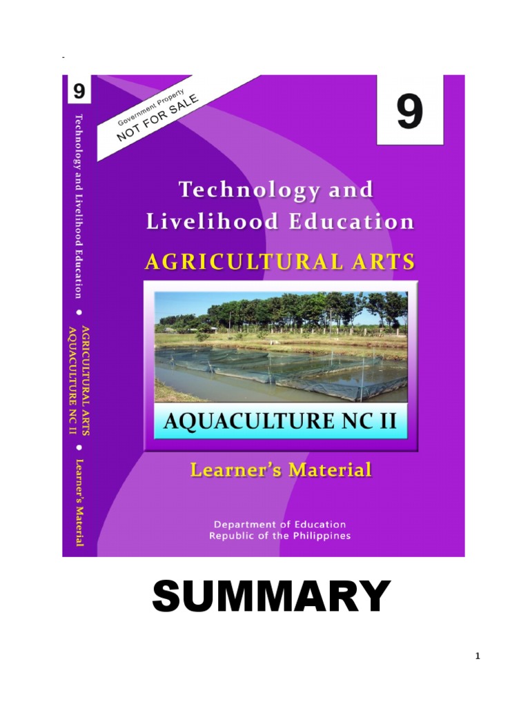 Aquaculture Grade 9 - Summary | PDF | Salinity | Ph