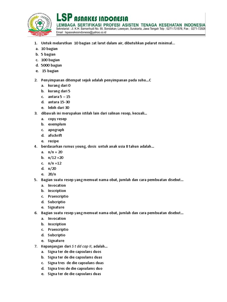 Soal Farmasi Ujikom | PDF