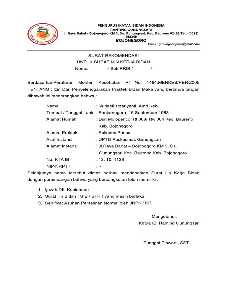 Surat Rekomendasi IBI | PDF