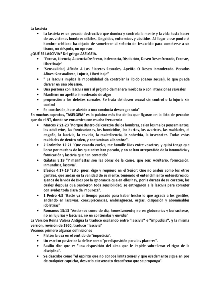 Qué es la lascivia | Lujuria | Pecado | Prueba gratuita de 30 días | Scribd