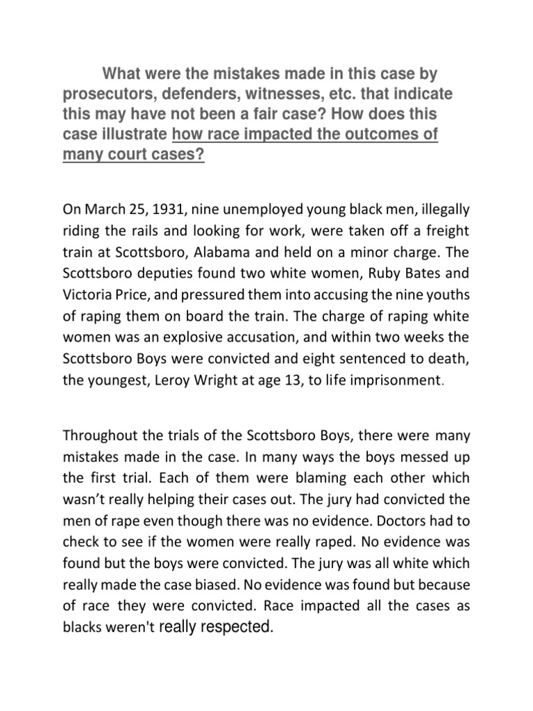 How Race Impacted the Scottsboro Boys Case | PDF | Law Enforcement ...