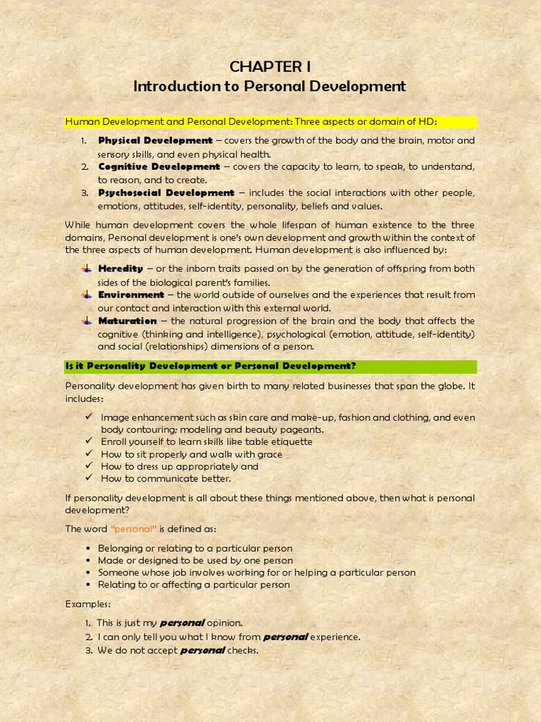 Chapter1 IntroductiontoPersonalDevelopment | PDF | Developmental ...