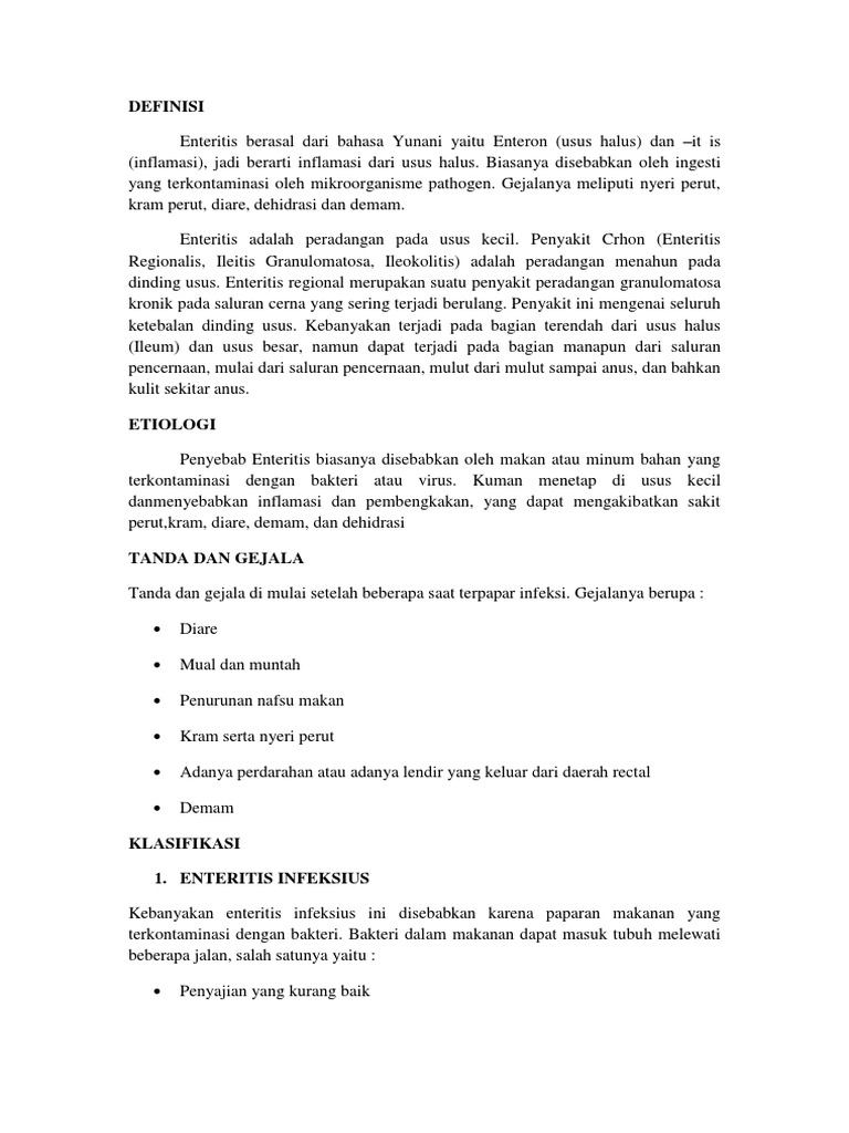 Definisi dan Penyebab Enteritis | PDF