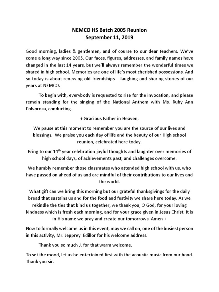 Reunion Script | PDF