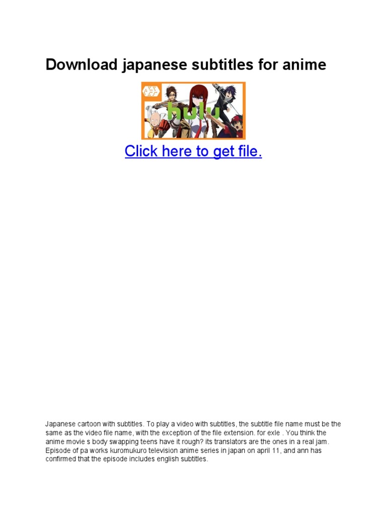Download Japanese Anime Subtitles | PDF | Anime | Media Technology
