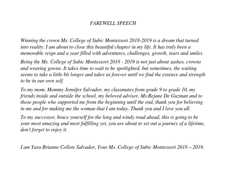 Farewell Speech | PDF