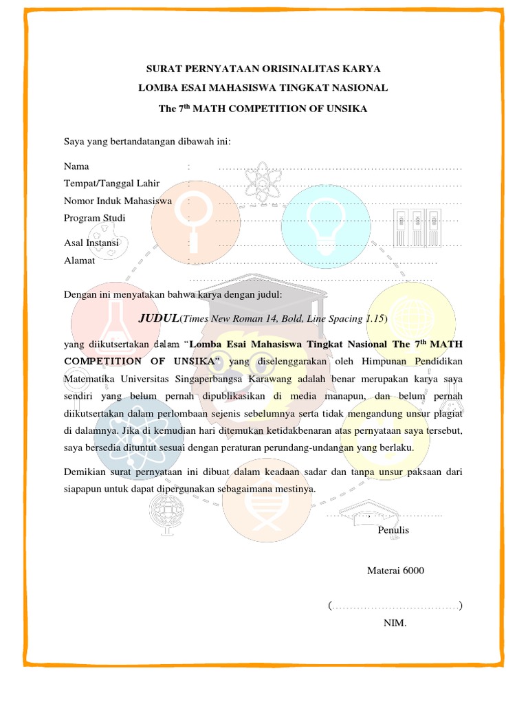 Contoh Surat Orisinalitas Karya | PDF
