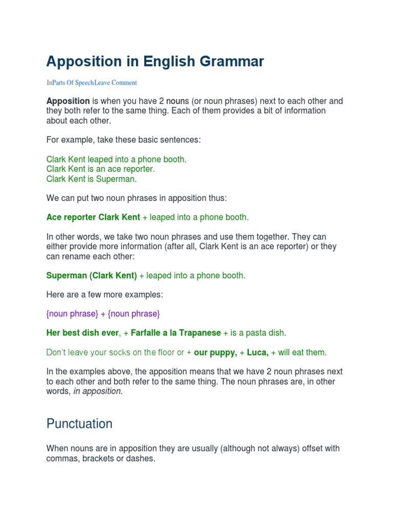 Apposition | PDF | Phrase | Noun