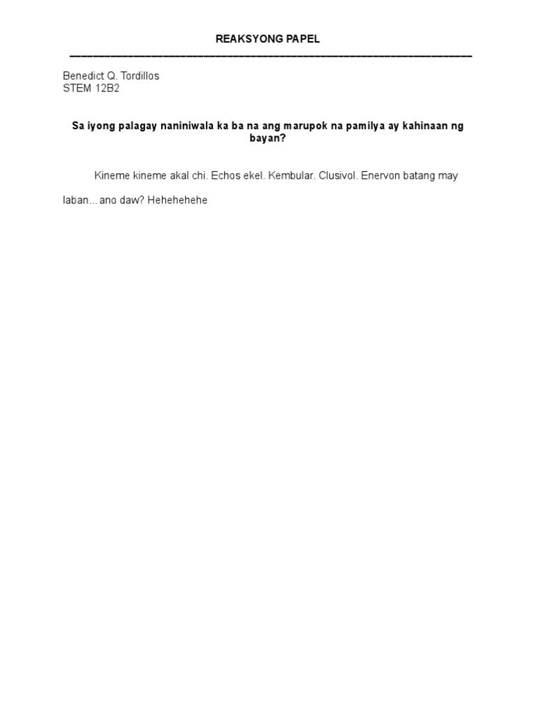 Reaksyong Papel Template | PDF